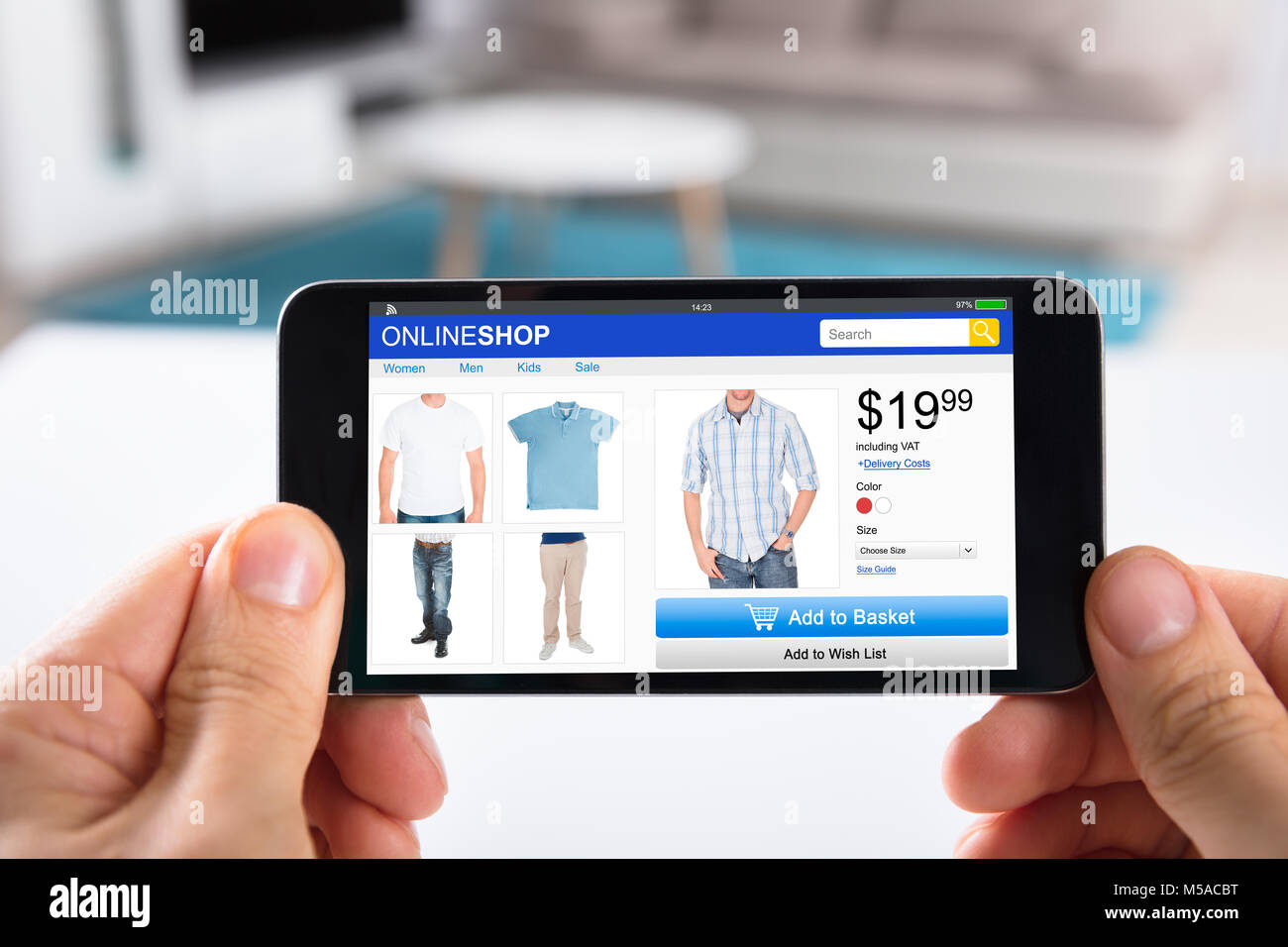 Close-up Of A Human Hand Shopping Online On Smartphone Stock Photo - Alamy