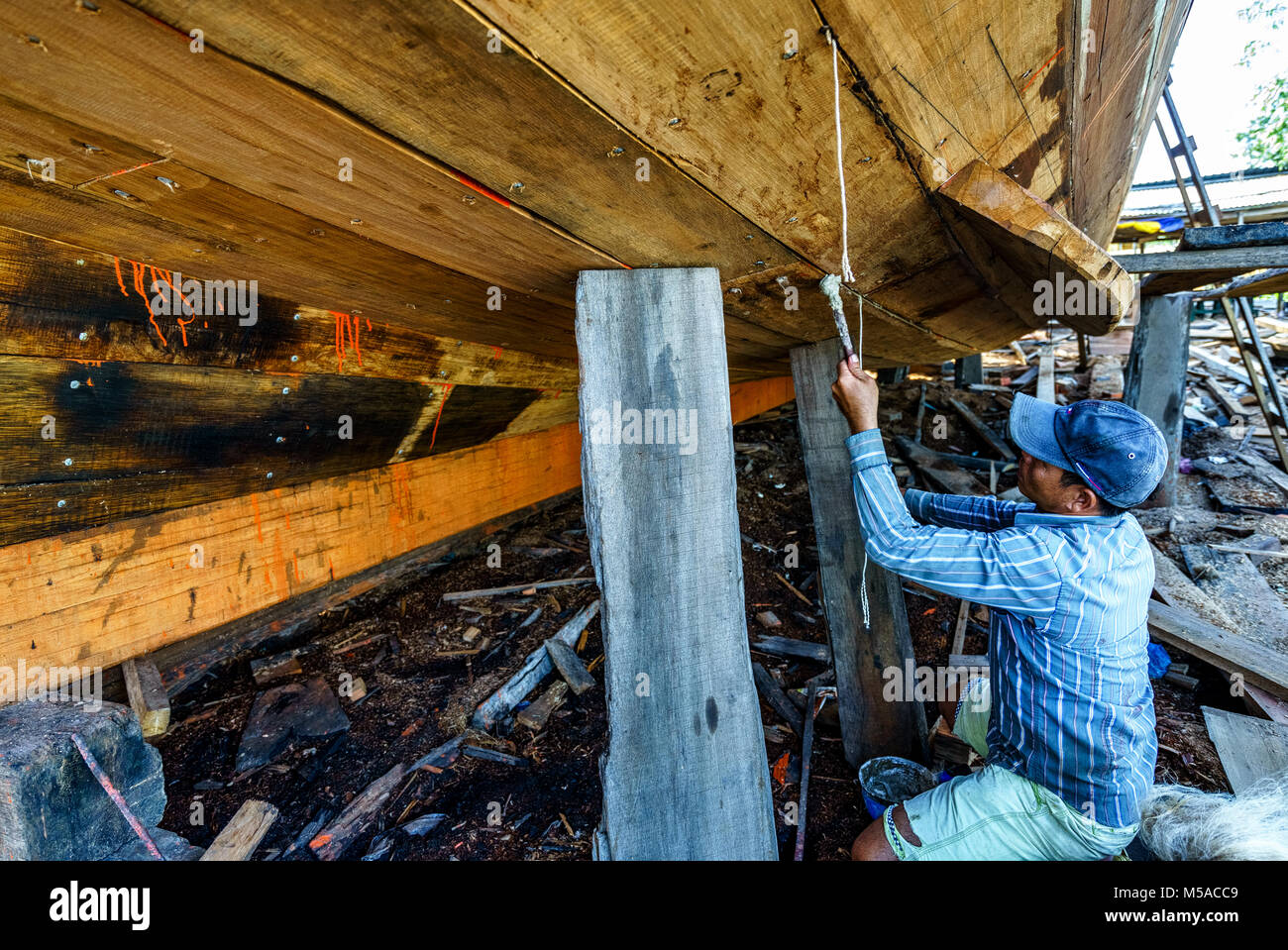 Worker in Shipyard. Shipyard industry ,( ship building) Big ship on ...