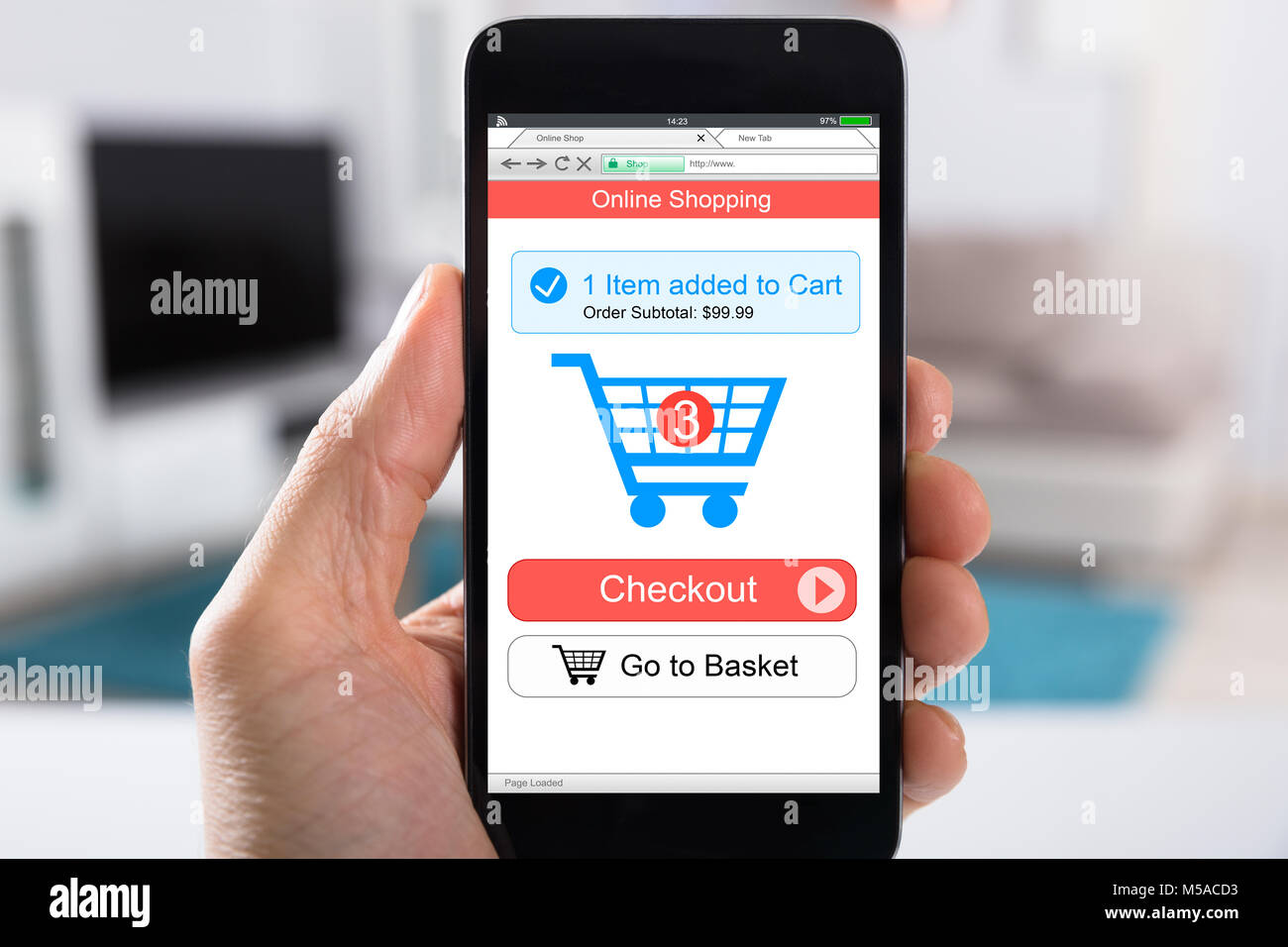 Close-up Of A Person's Hand Shopping Online Using Smartphone Stock ...