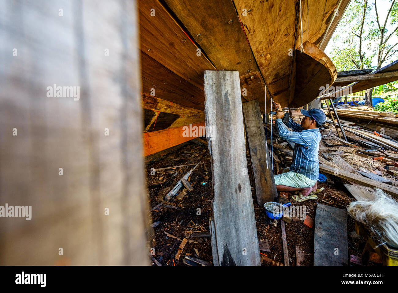 Worker in Shipyard. Shipyard industry ,( ship building) Big ship on ...