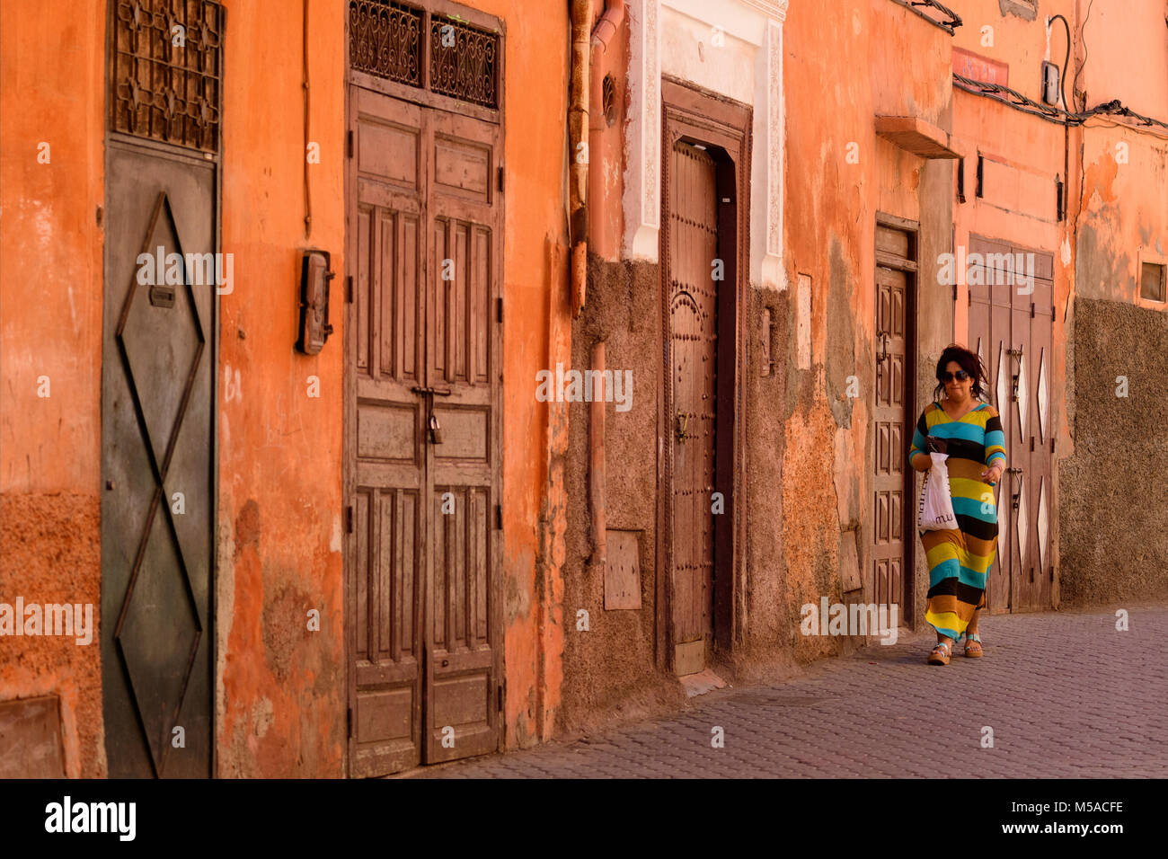 Morocco, Marrakesh, Medina, woman walking, Africa, African, Northern ...