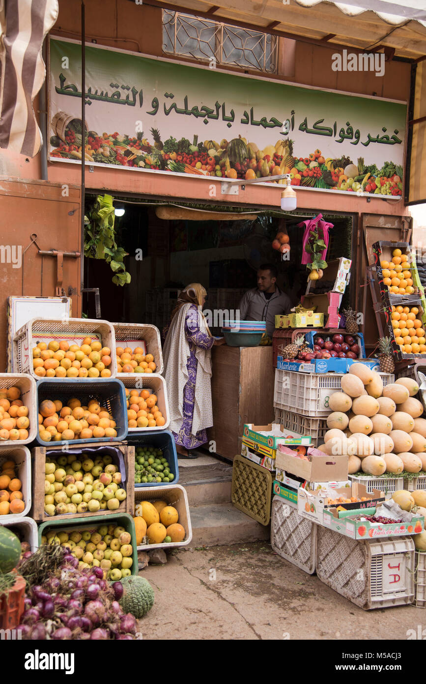Morocco, Moroccan, Tinhir, fruit shop, North Africa, Africa, African ...