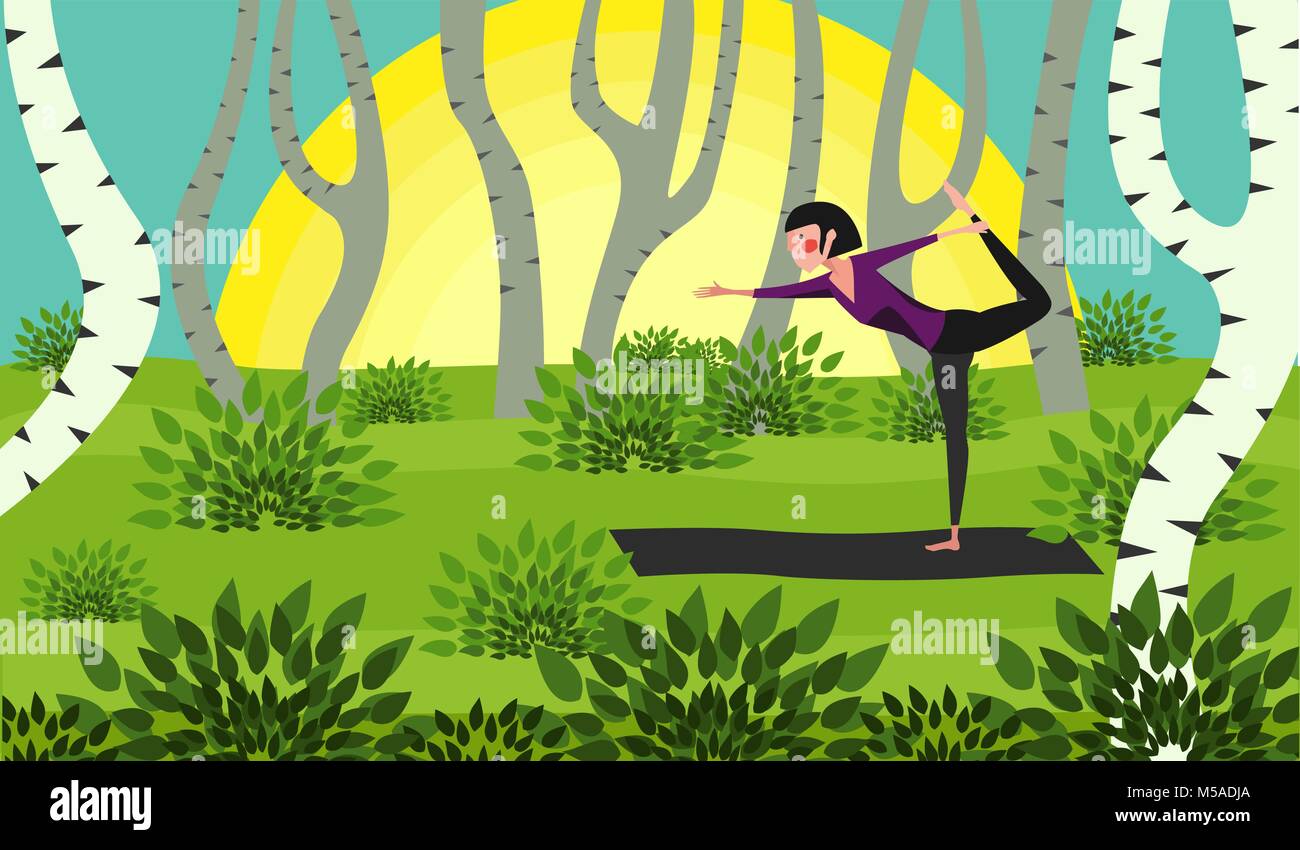 Woman sunset yoga Stock Vector Images - Alamy