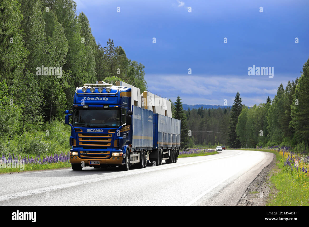 JYVASKYLA, FINLAND - JULY 6, 2017: Scania R420 cargo truck of T ...