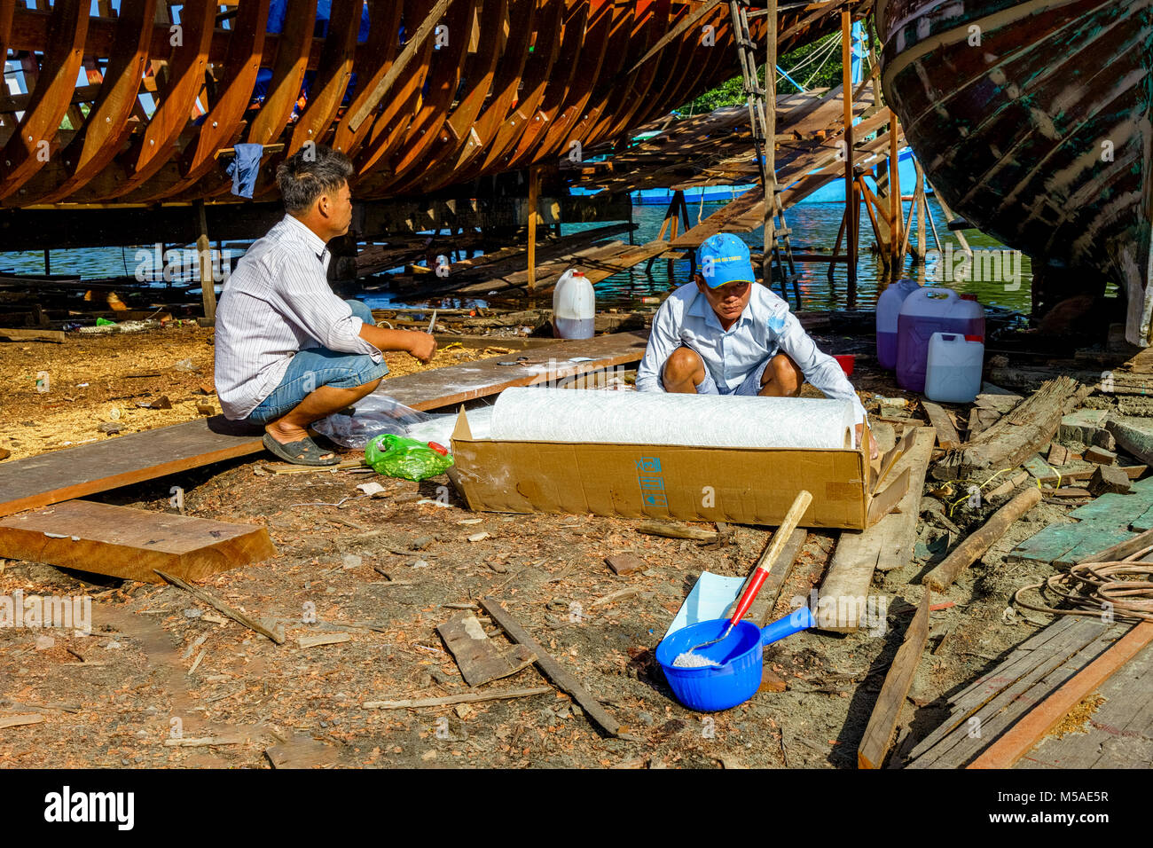Worker in Shipyard. Shipyard industry ,( ship building) Big ship on ...