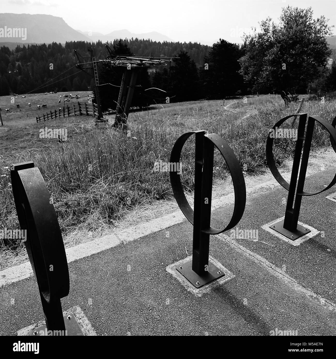 Bicycles park places, Mount Revard, Savoy, France Stock Photo - Alamy