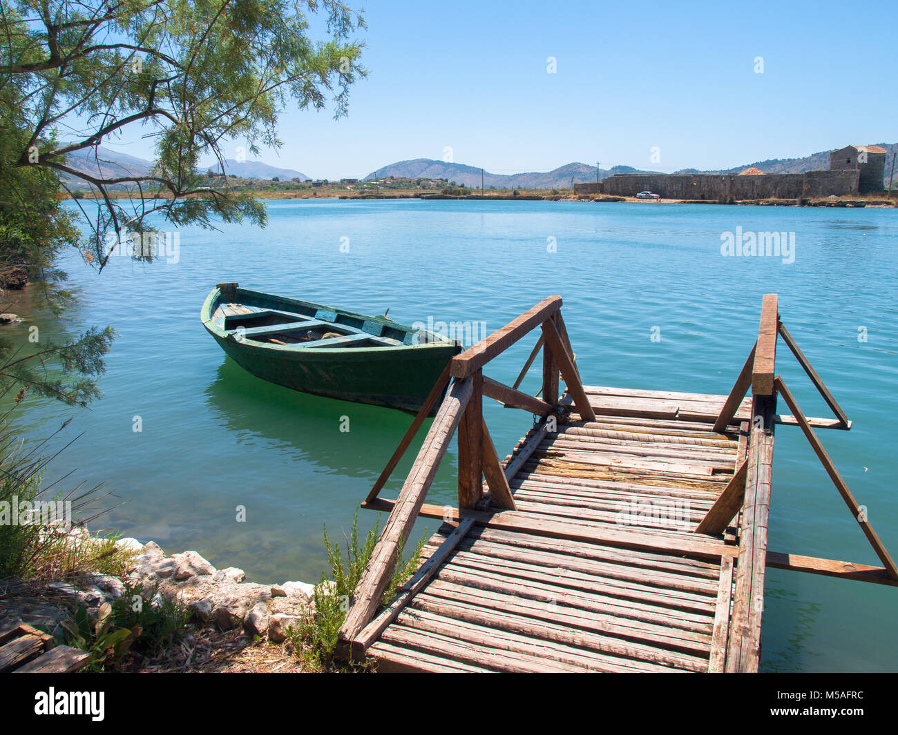 View of the boat moored to the jetty Stock Photo - Alamy