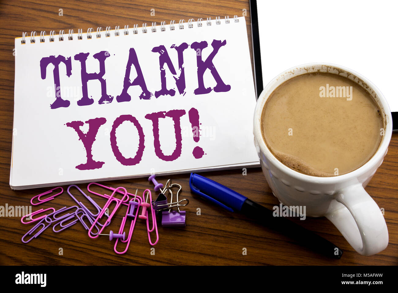 Hand writing text caption inspiration showing Thank You. Business ...