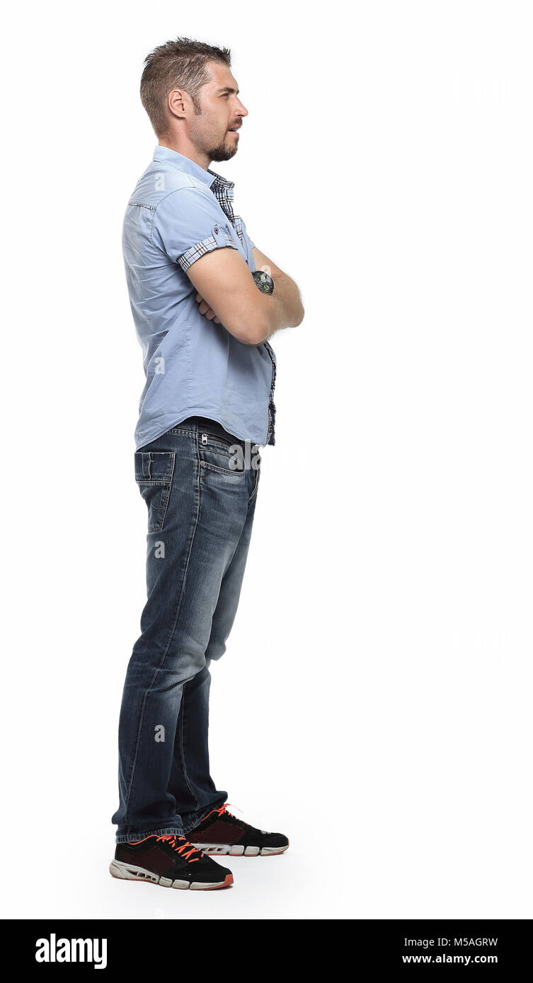 in full growth.side view. young man in casual clothes Stock Photo - Alamy