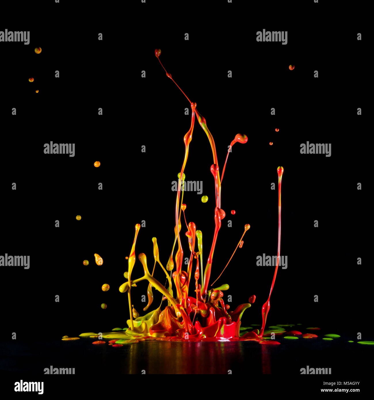 Colour paint splashes isolated on black background Stock Photo - Alamy