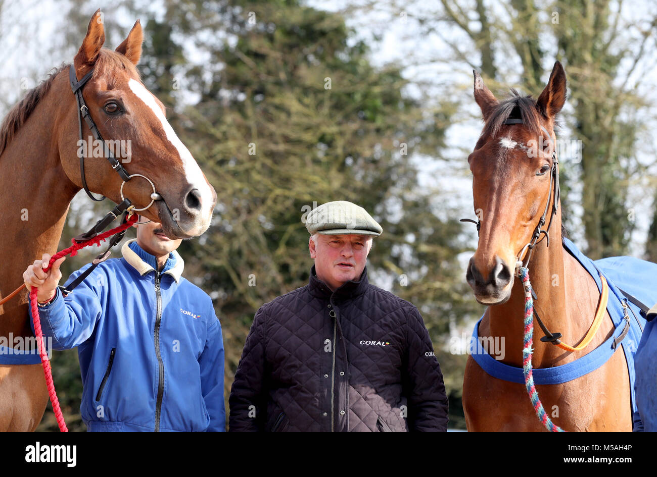 Trainer Colin Tizzard poses with Native River (left) and Cue Card ...