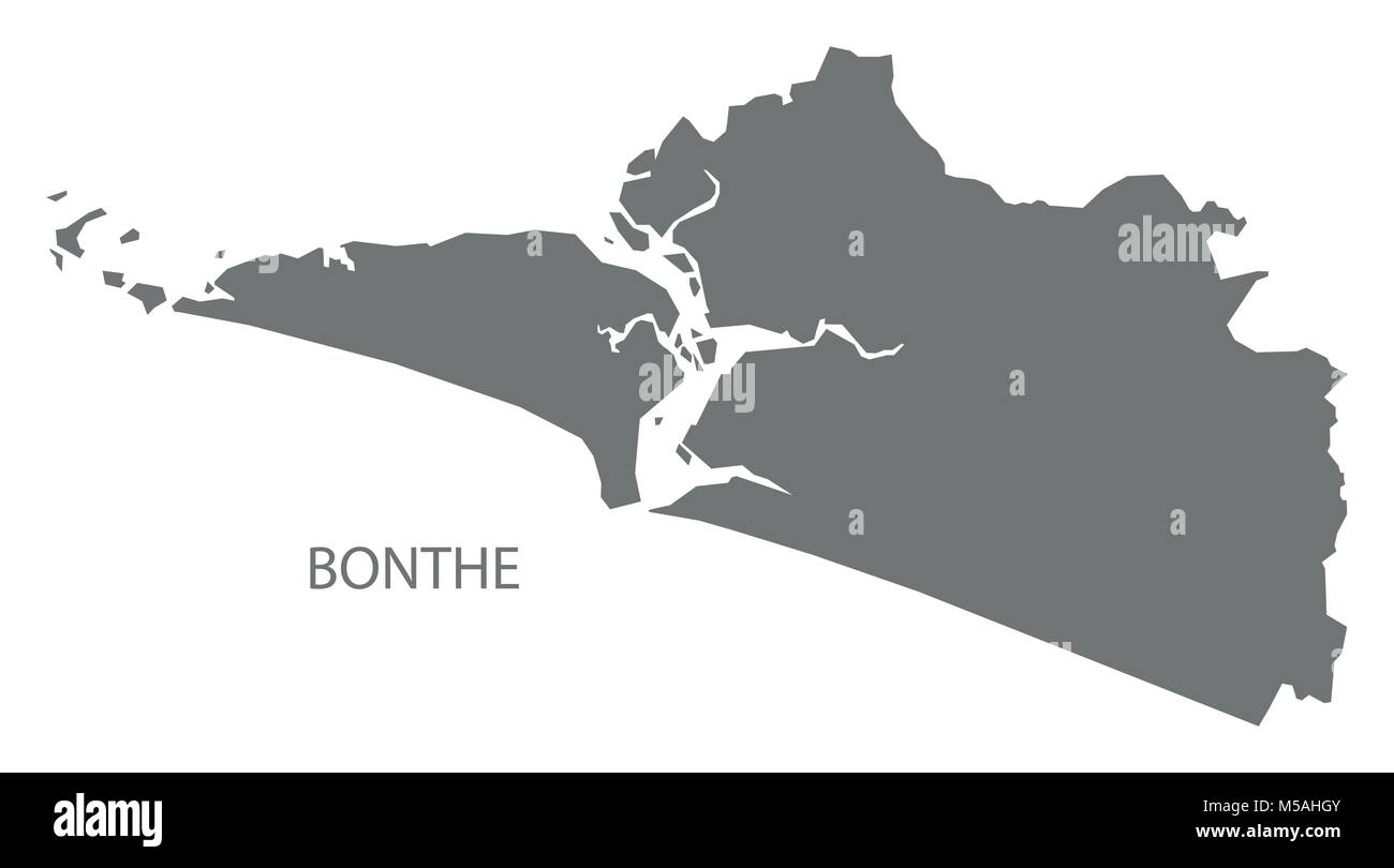 Bonthe Sierra Leone Map grey illustration silhouette Stock Vector Image ...
