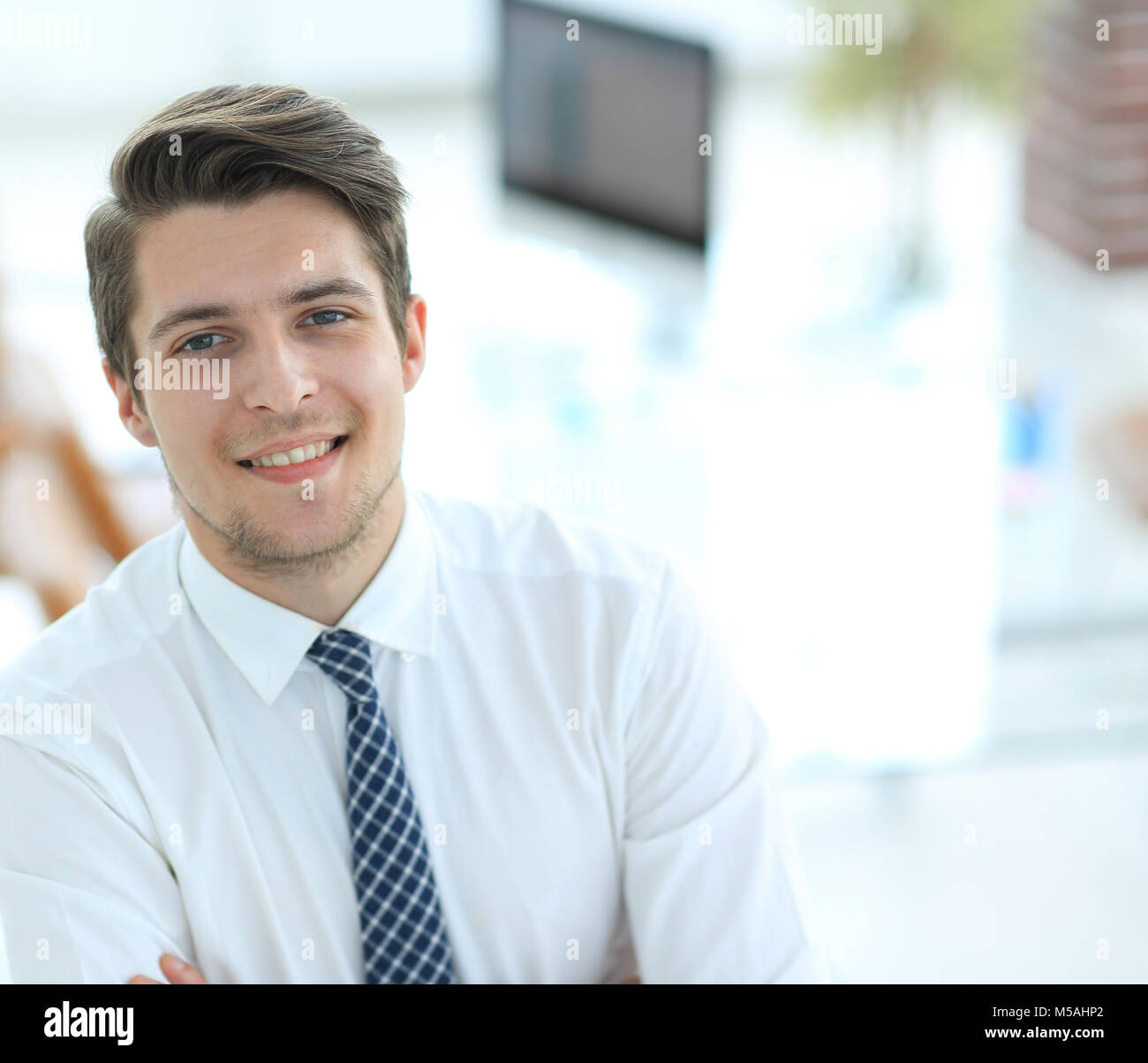 successful employee at a Desk Stock Photo - Alamy