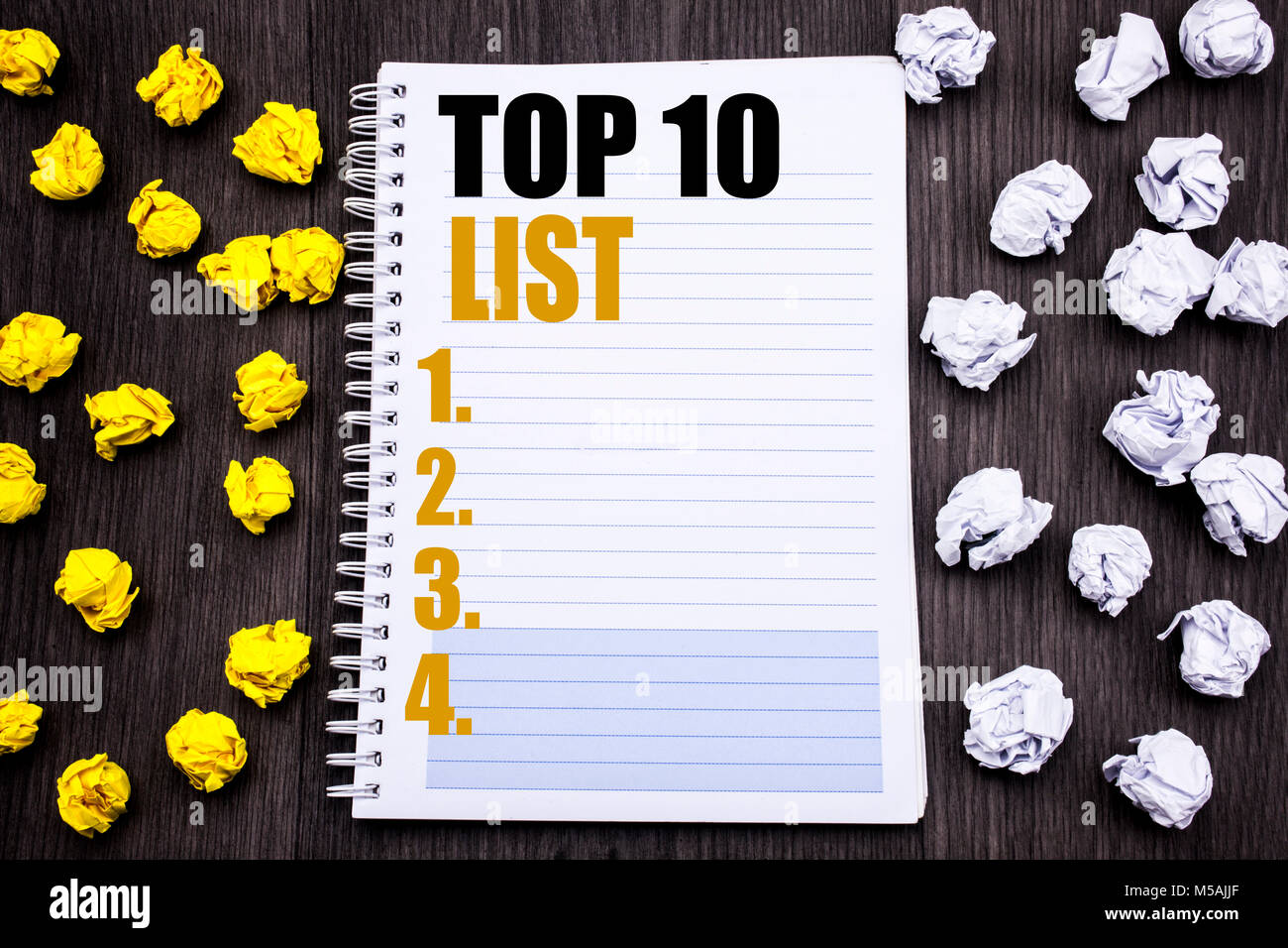 Conceptual hand writing text caption showing Top 10 Ten List. Business ...