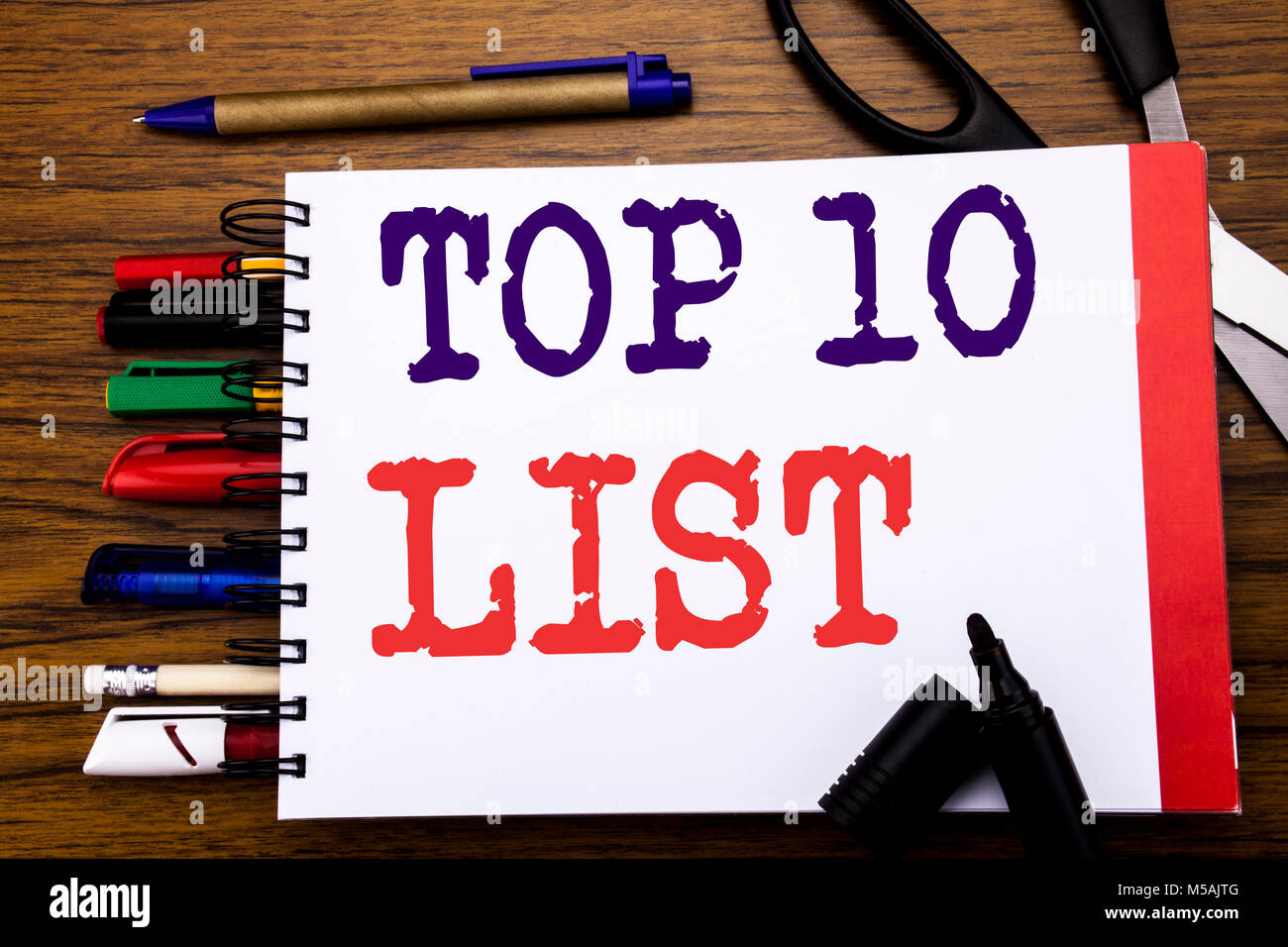 Handwriting Announcement text showing Top 10 Ten List. Business concept ...