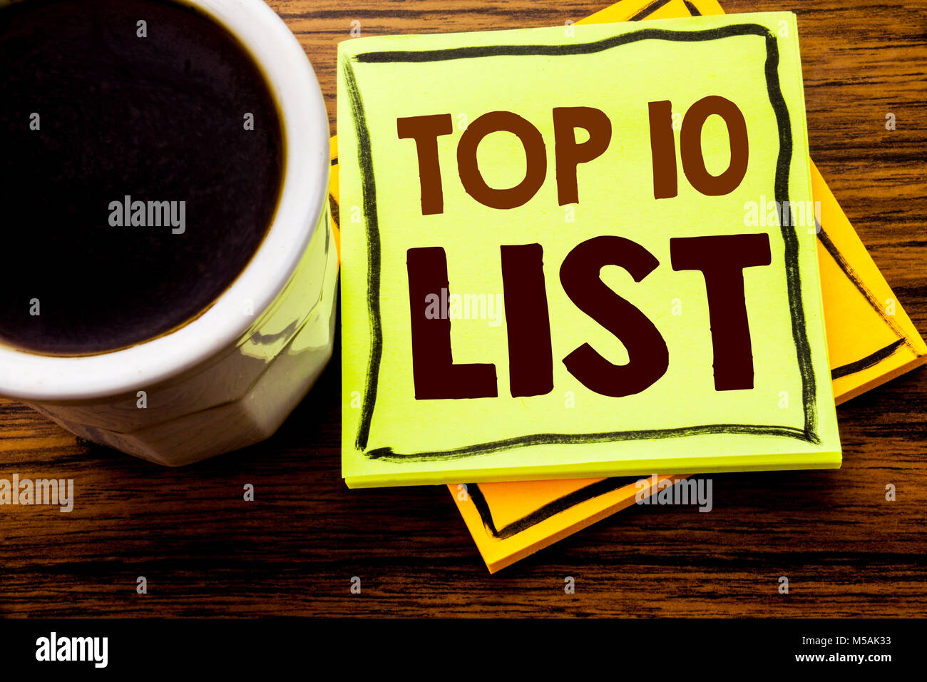Handwritten text showing Top 10 Ten List. Business concept for Success ...