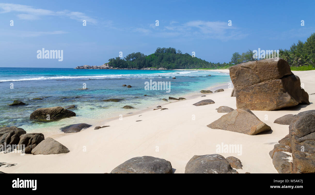 Police Bay sandy beach on Mahe Seychelles Stock Photo - Alamy