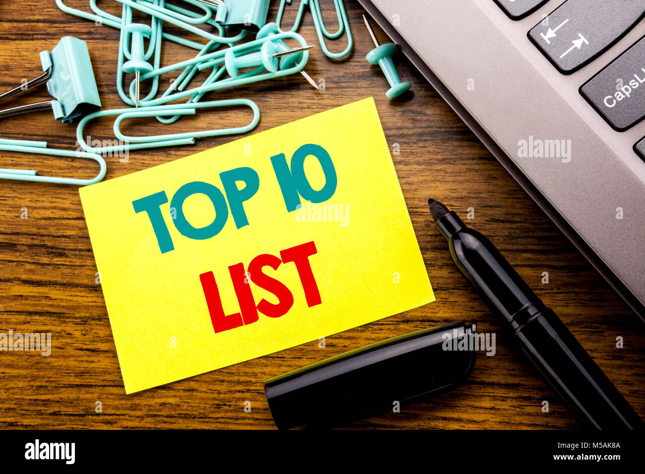 Handwriting Announcement text showing Top 10 Ten List. Business concept ...