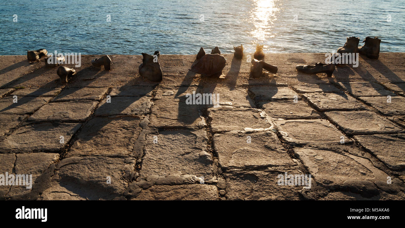 Shoes on the Danube Bank. Danube Holocaust memorial Stock Photo - Alamy