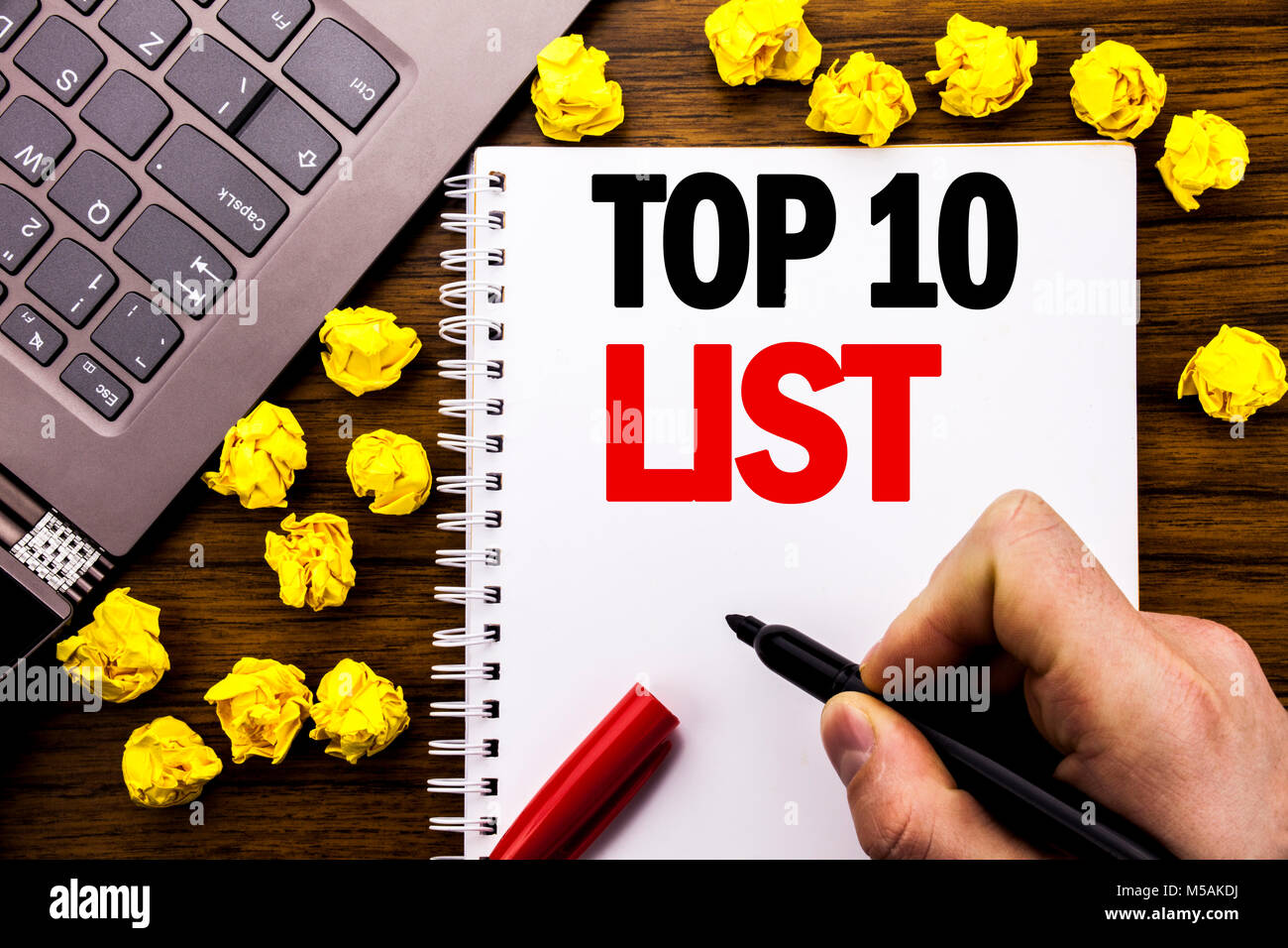 Conceptual hand writing text caption Top 10 Ten List. Business concept ...