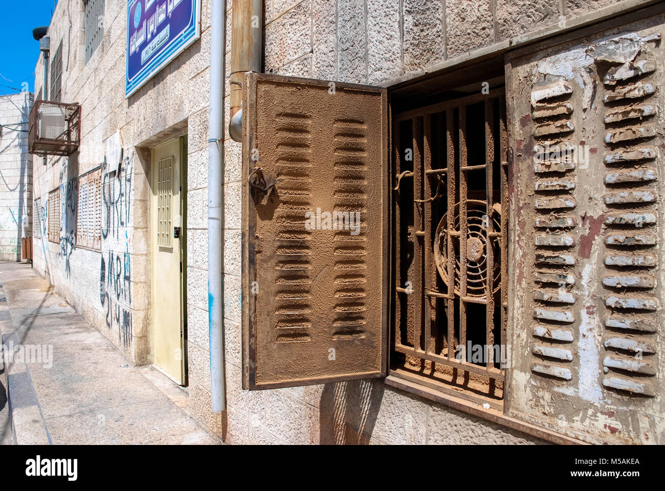 RAMALLAH, ISRAEL - AUGUST 07, 2010: Horizontal picture of an old window ...