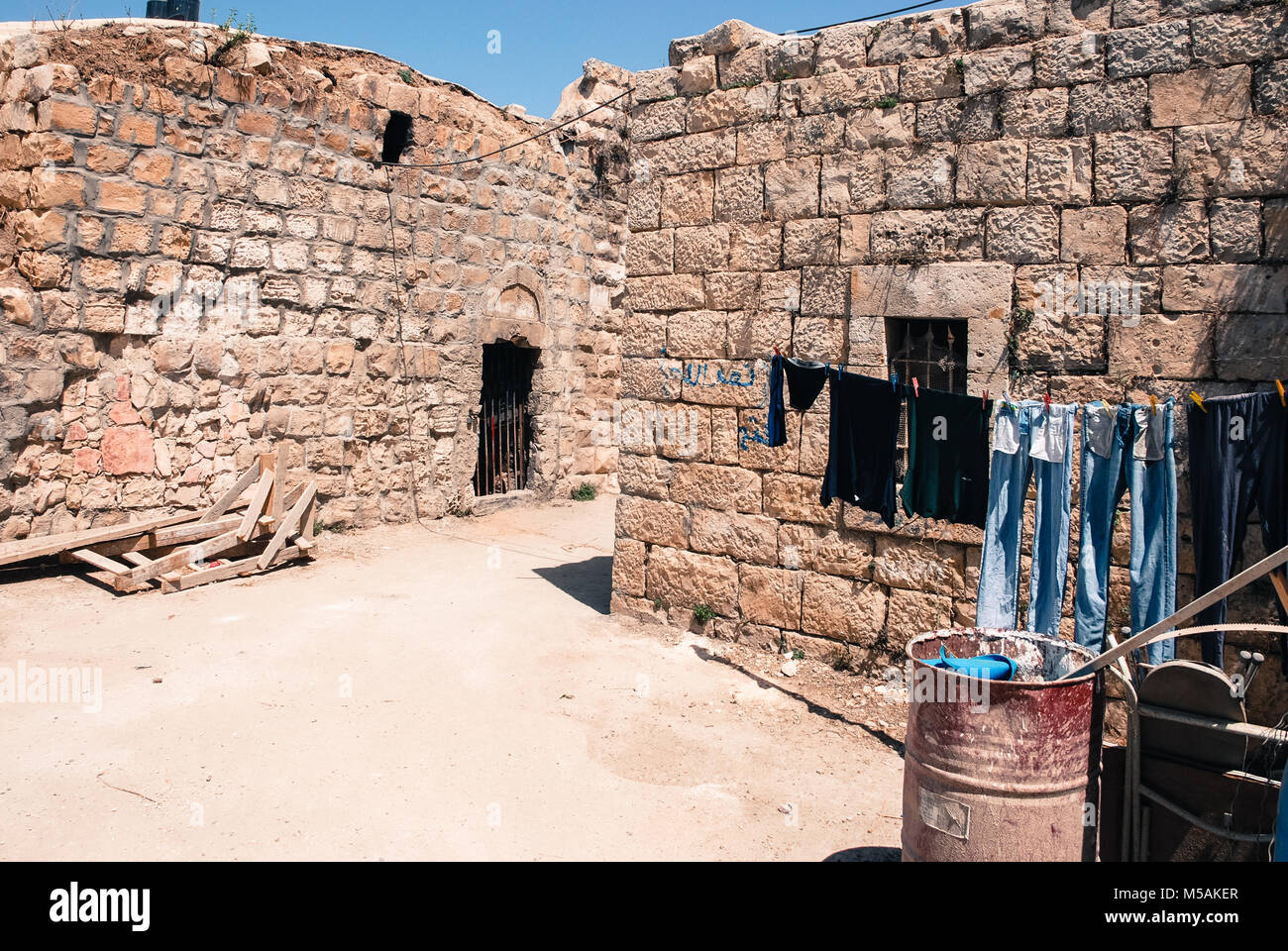 Horizontal picture of old traditional brick building in Ramallah ...