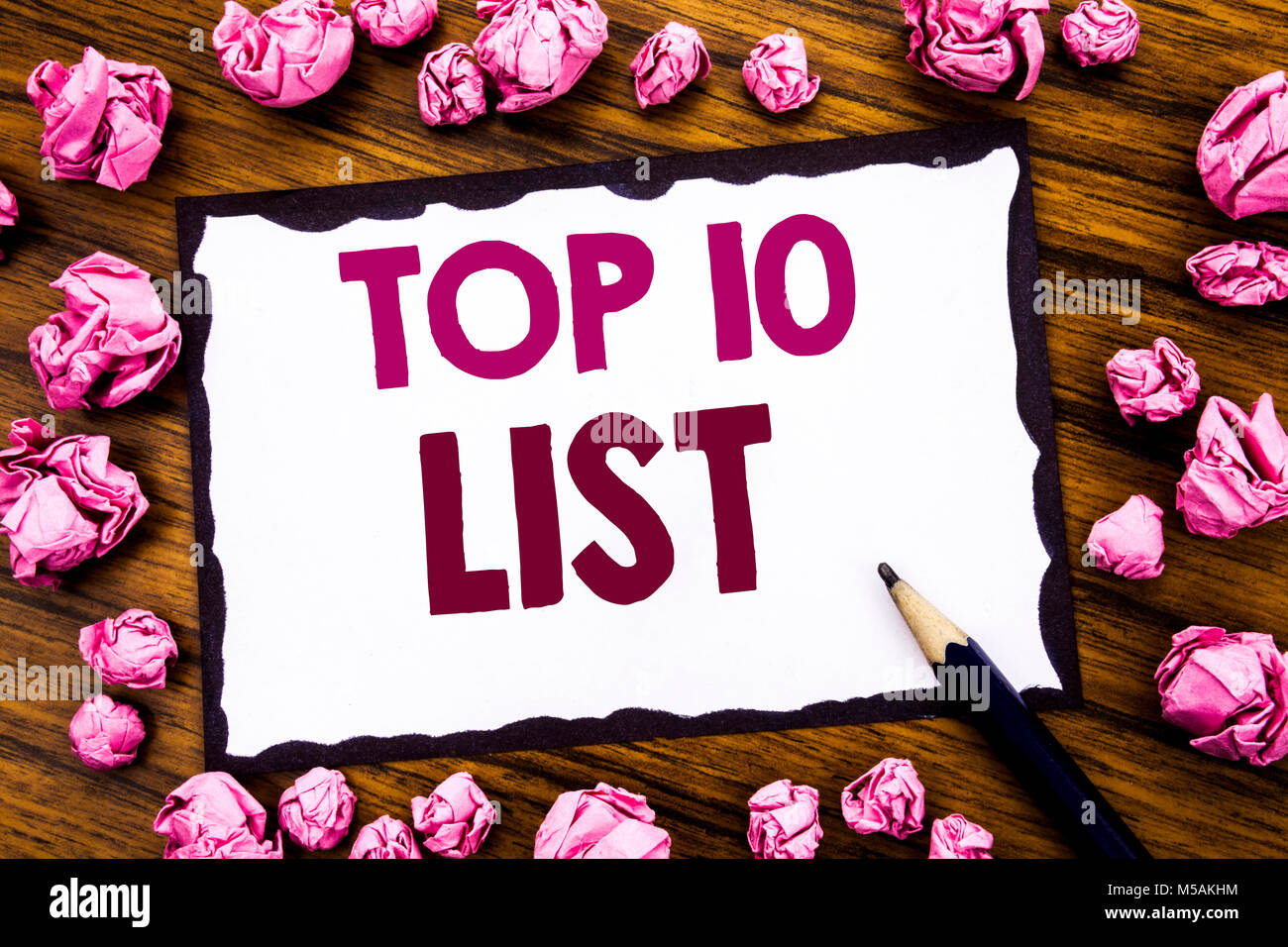 Hand writing text caption inspiration showing Top 10 Ten List. Business ...