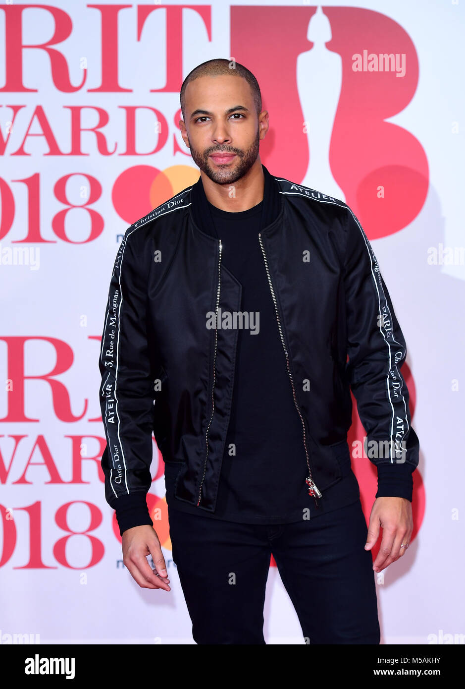 Marvin Humes attending the Brit Awards at the O2 Arena, London Stock ...