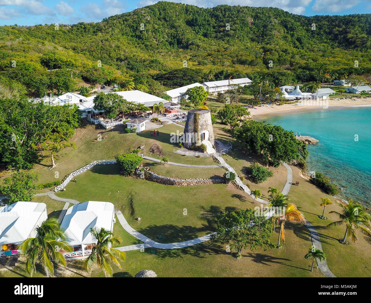 Old Sugar Mill, Hawksbill Beach Resort, Antigua Stock Photo - Alamy