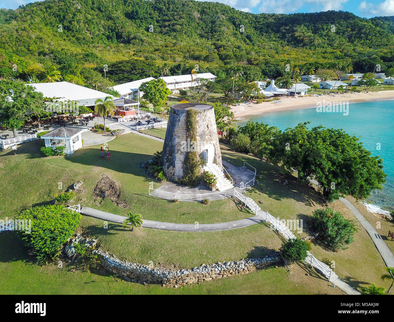 Old Sugar Mill, Hawksbill Beach Resort, Antigua Stock Photo - Alamy