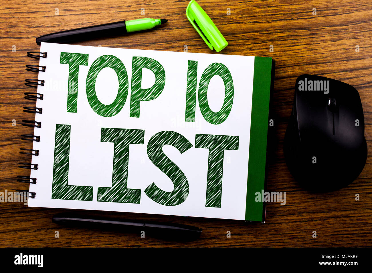Handwriting Announcement text showing Top 10 Ten List. Business concept ...
