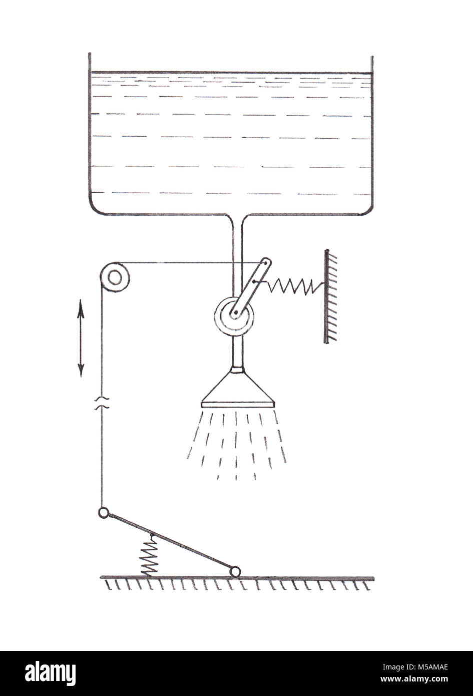 Economical use of water in the shower. Pencil drawing Stock Photo - Alamy