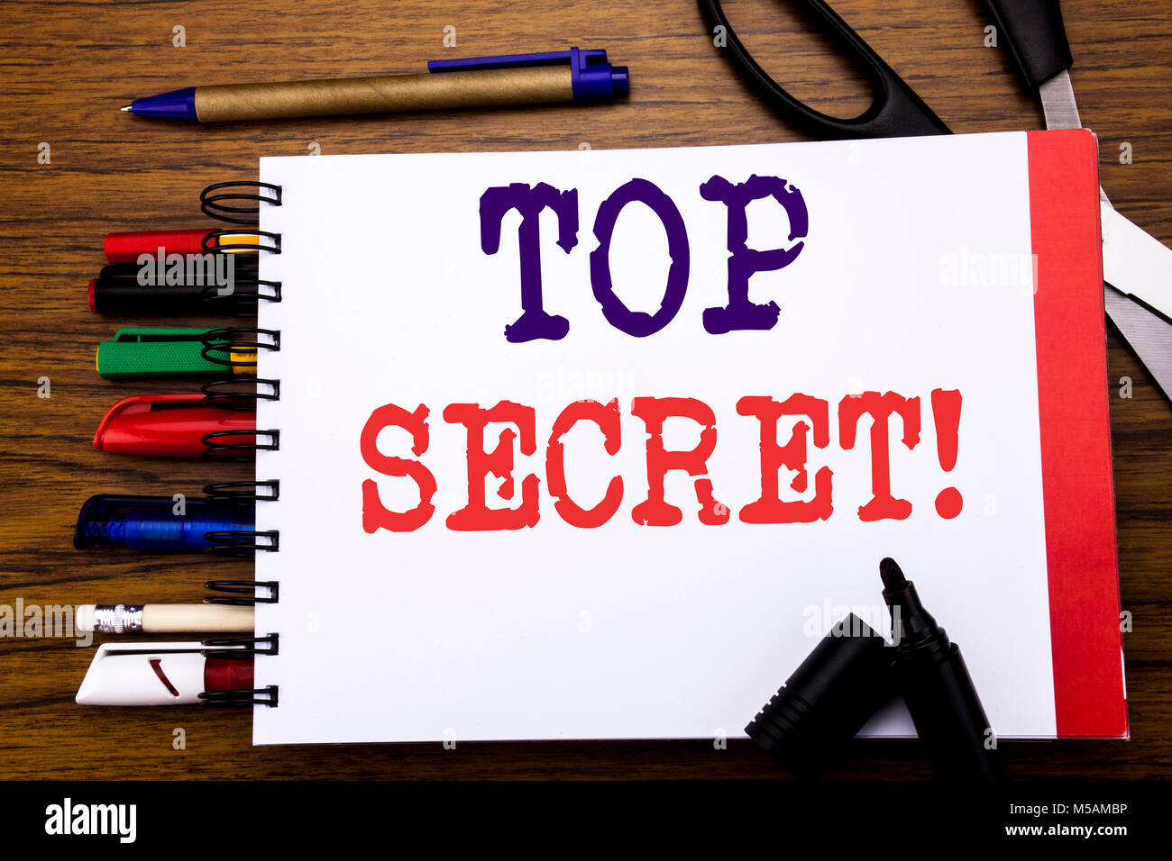 Handwriting Announcement text showing Top Secret. Business concept for ...