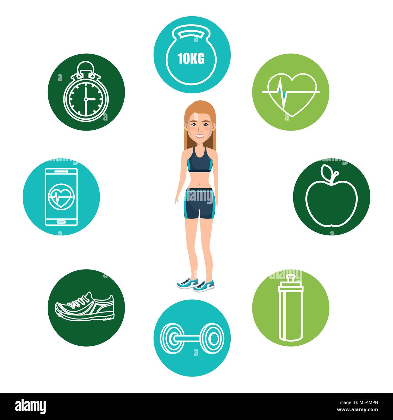female athlete with fitness icons Stock Vector Image & Art - Alamy