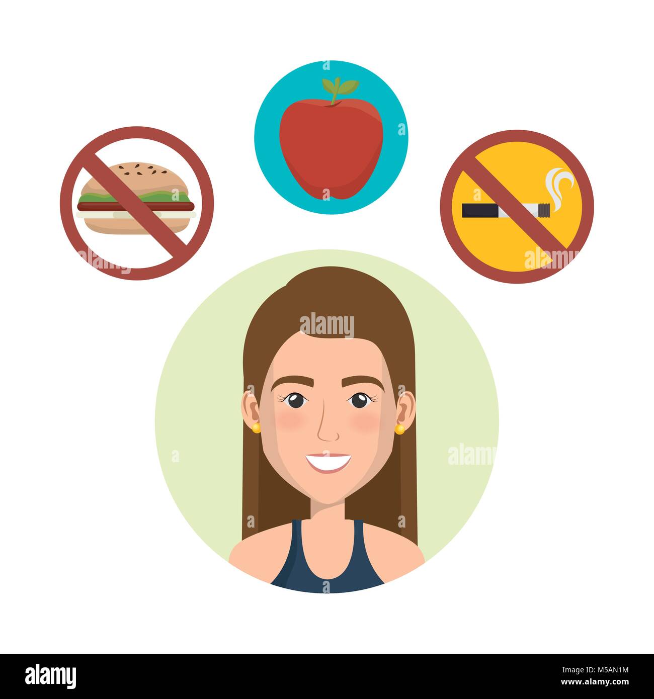 female athlete with healthy lifestyle icons Stock Vector Image & Art ...