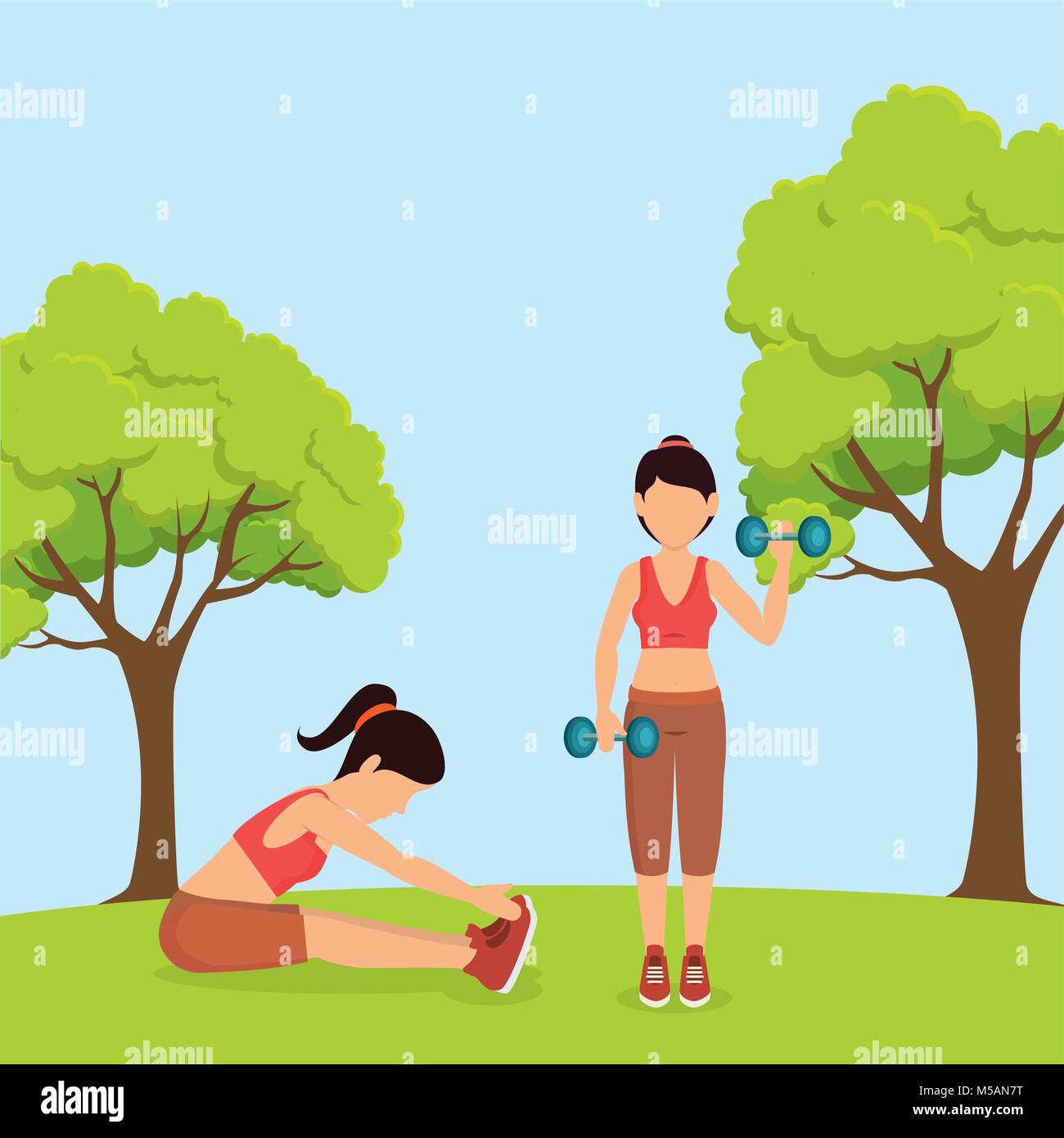 Fitness class exercising outside Stock Vector Images - Alamy