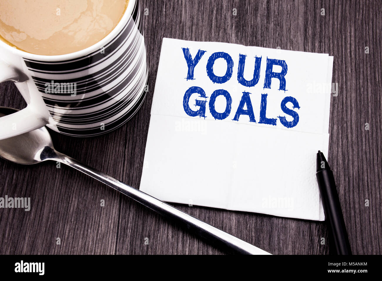 Handwritten text showing Your Golas. Business concept for Goal ...