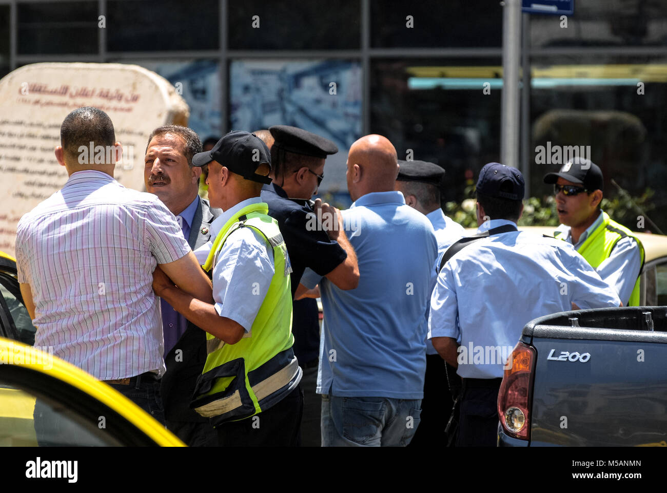 RAMALLAH, ISRAEL - AUGUST 07, 2010: Horizontal picture of police and ...