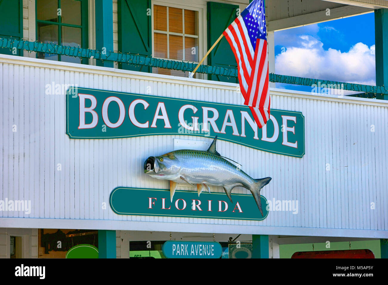 Boca Grande Village sign on Gasparilla Island in SW Florida USA Stock ...
