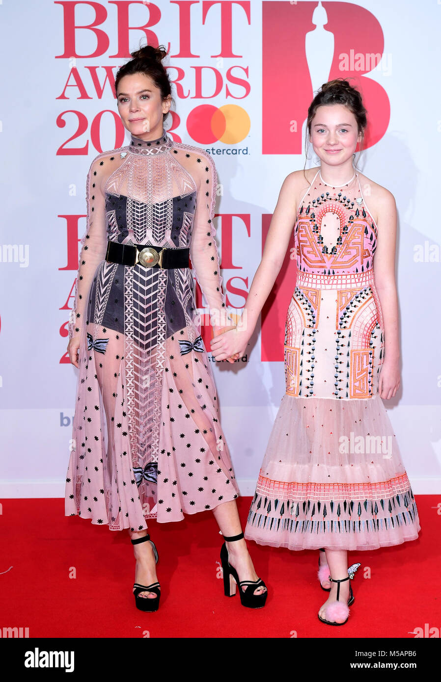 Anna Friel and daughter Gracie attending the Brit Awards at the O2 ...