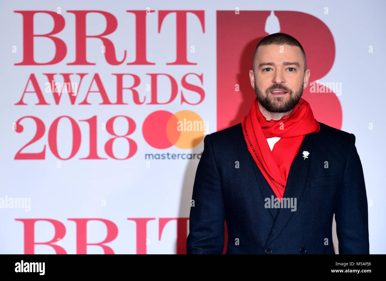 Justin Timberlake attending the Brit Awards at the O2 Arena, London ...