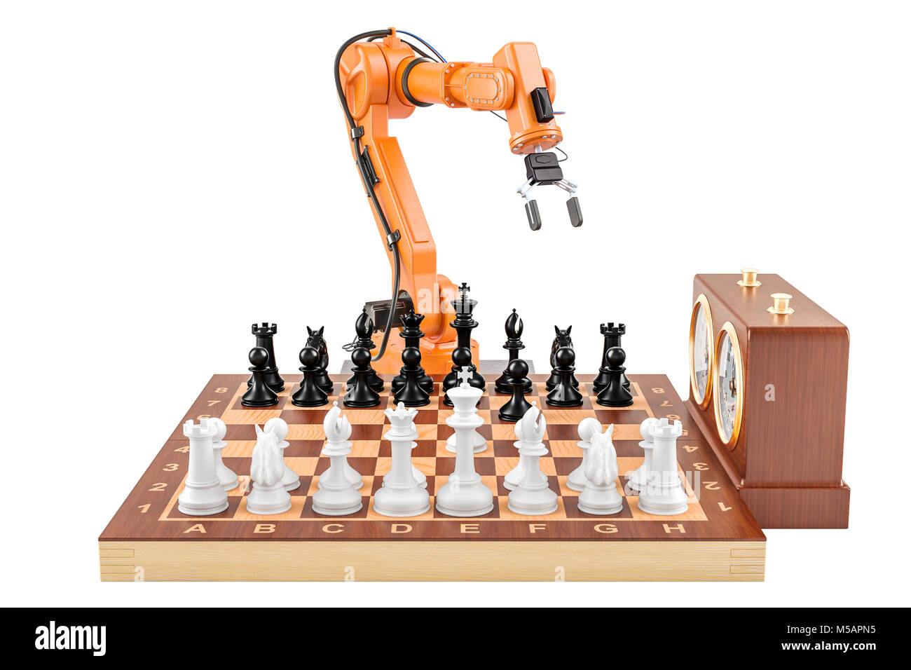 Artificial Intelligence playing chess concept, 3D rendering isolated on ...