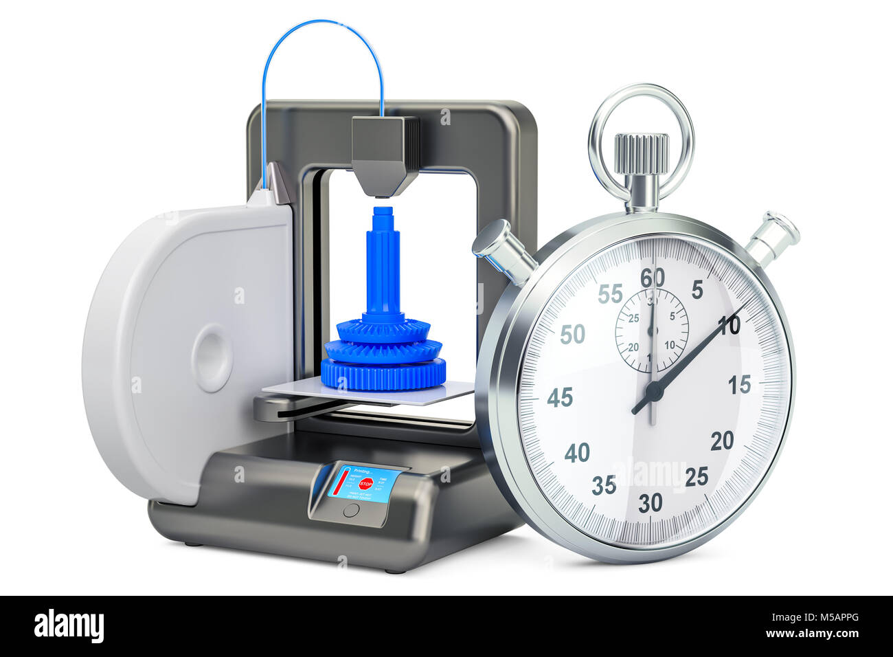 Fast printing on 3D printer concept, 3D rendering Stock Photo - Alamy