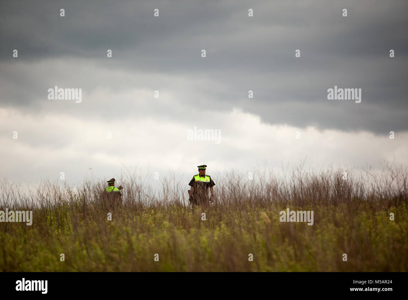 Police guard a small farm house that was used by Joaquin "El Chapo" Guzman to escape Altiplano ...