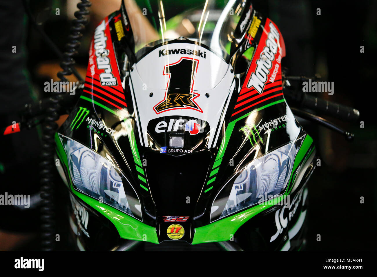 Motorbike of Jonathan Rea (GBR) of Kawasaki Racing Team, 2017 ...