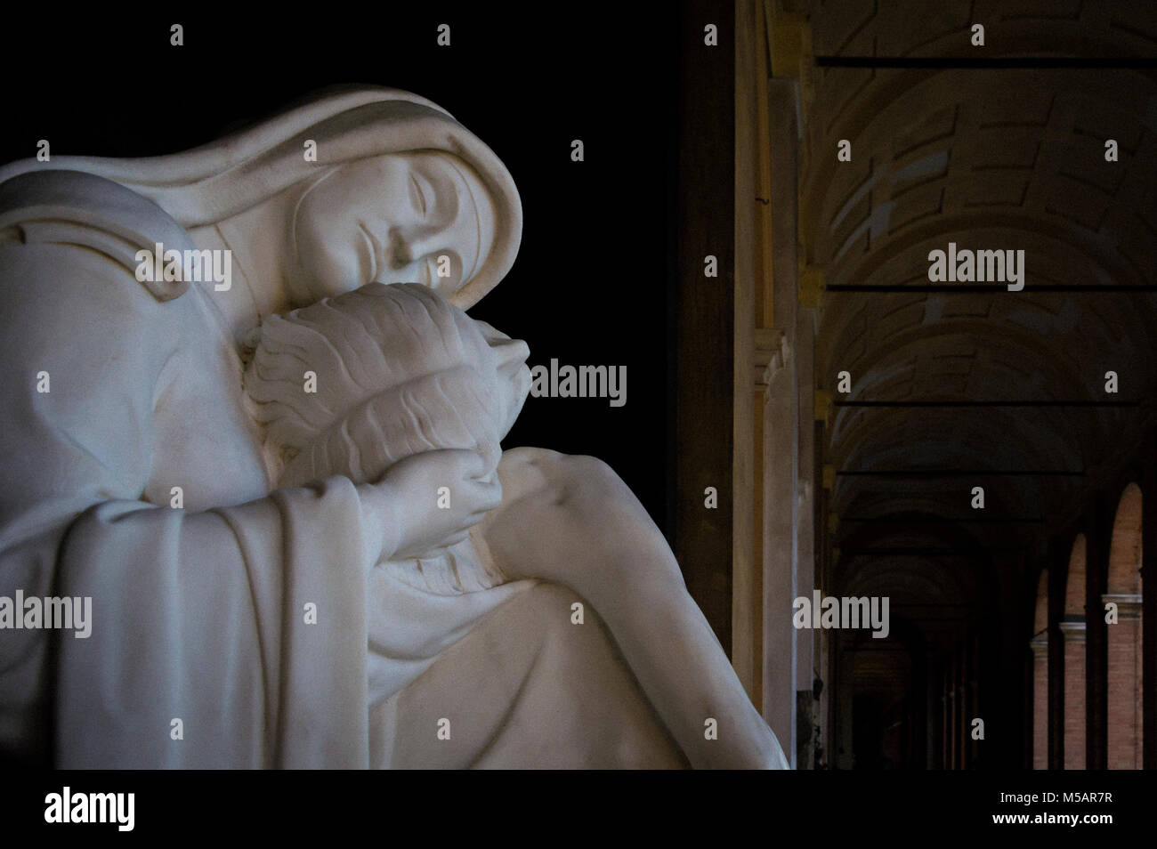 More than 100 years old religious statue Madonna and Christ (compassion ...