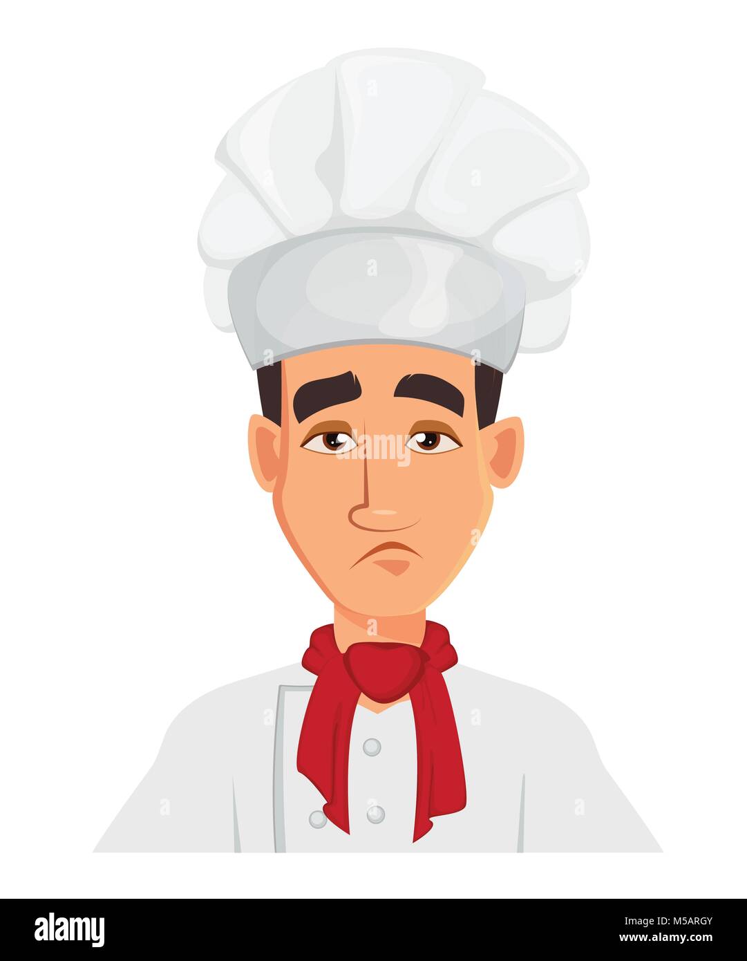 Face expression of chef man – sad, tired. Restaurant staff character ...