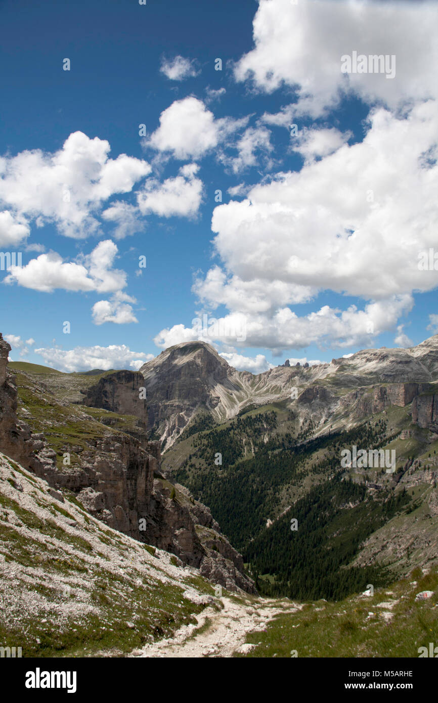 A view looking along the Langental or Vallunga Valley in the Naturpark ...
