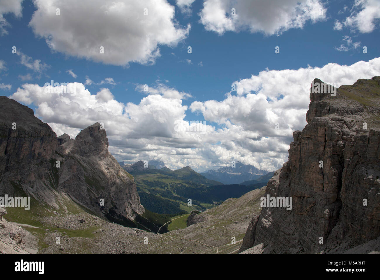 A view looking along the Langental or Vallunga Valley in the Naturpark ...
