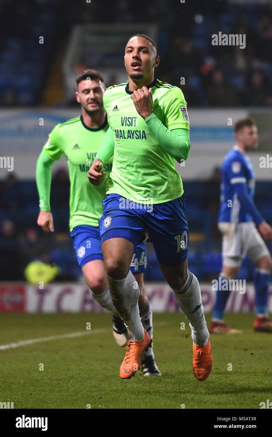 Cardiff citys kenneth zohore celebrates scoring hi-res stock ...